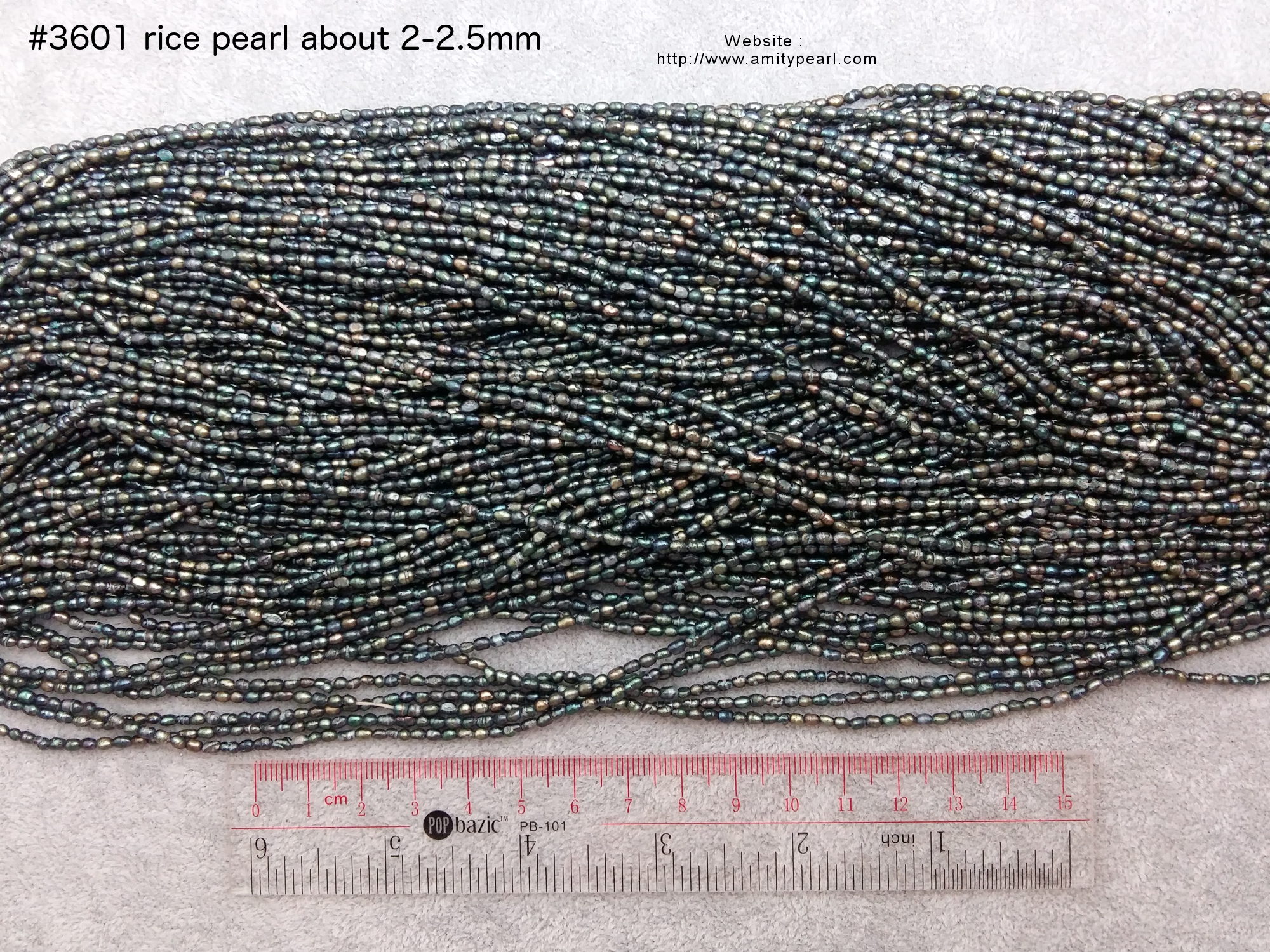 3601 freshwater rice pearl strand about 2-2.5mm peacock green color ...